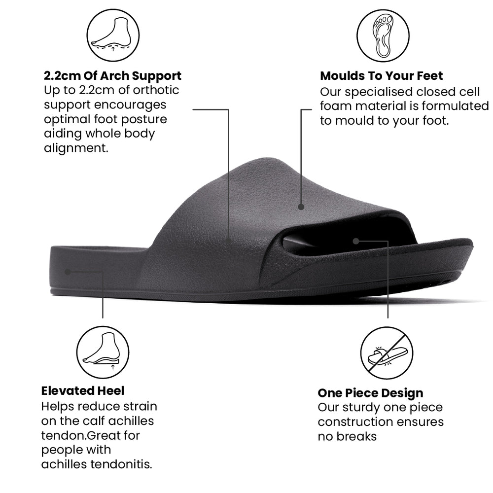 Arch Support Slides - Classic - Black – Archies Footwear Pty Ltd ...
